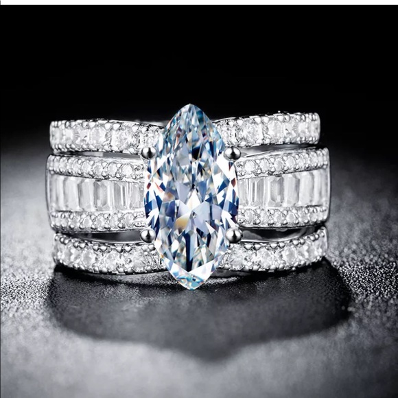 Jewelry | 3pc Engagement Classic Fancy Ring Set | Poshmark